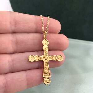 14k Solid Gold Cross, Double Sided Cross - Etsy