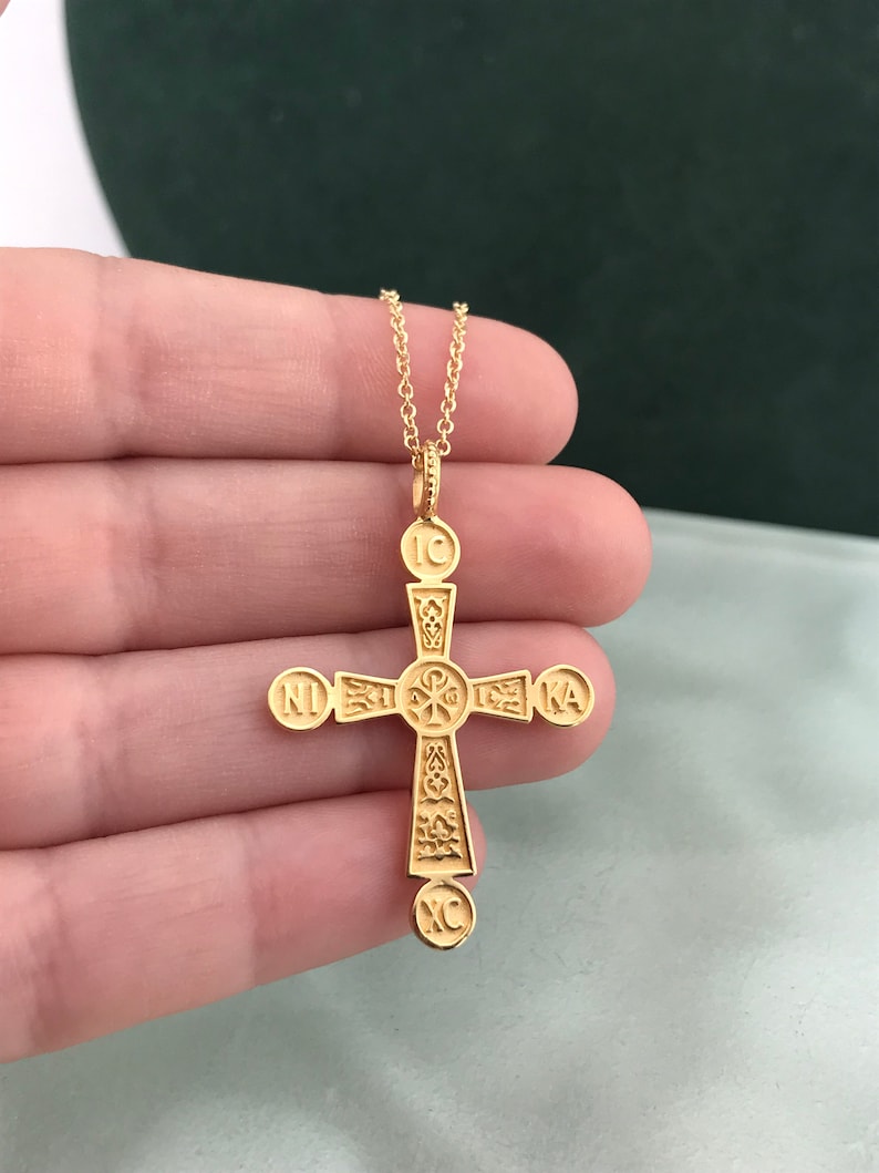 14k Solid Gold Cross, Double Sided Cross - Etsy