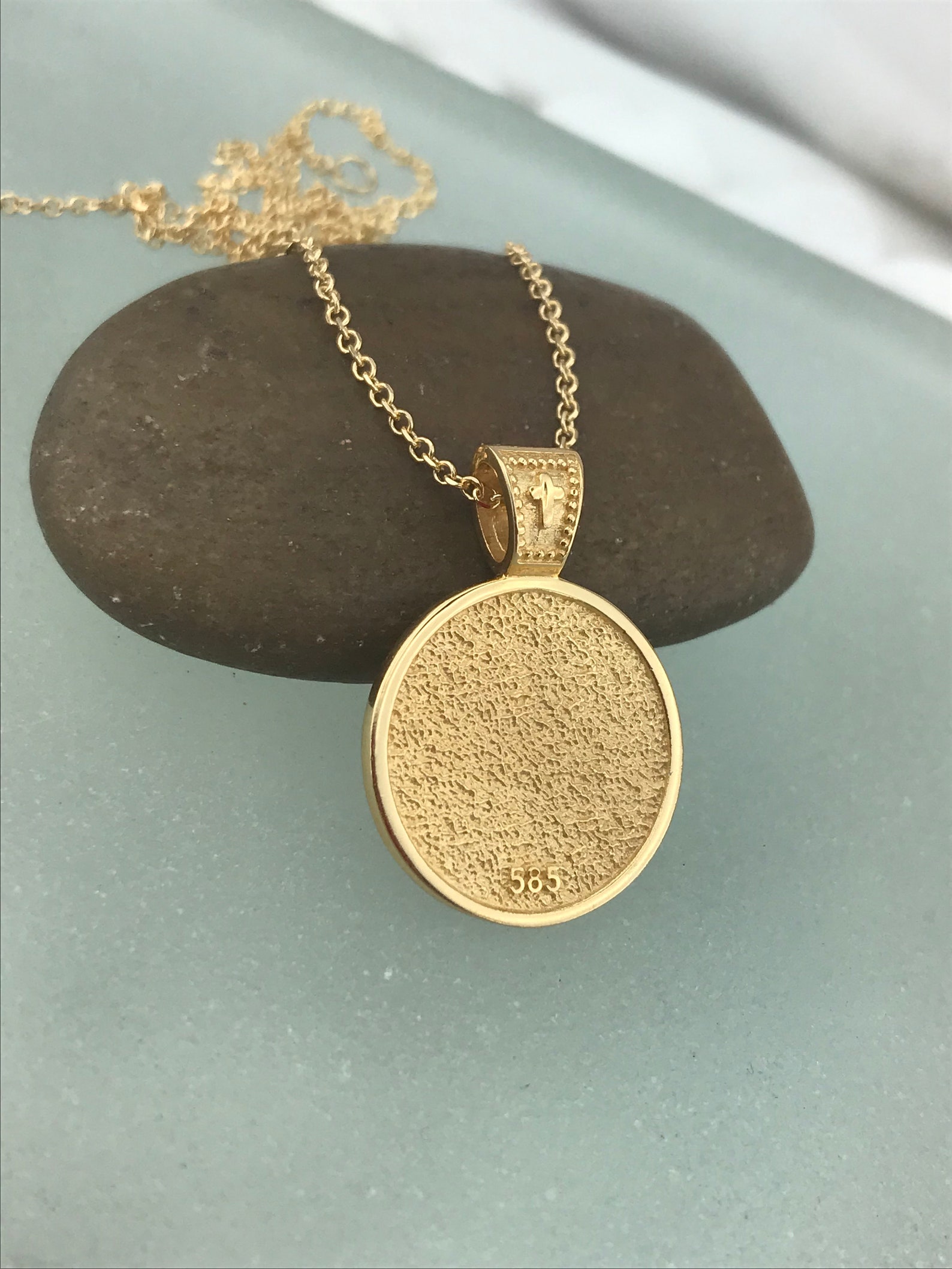 14k solid gold pendant chi rho pendant | Etsy