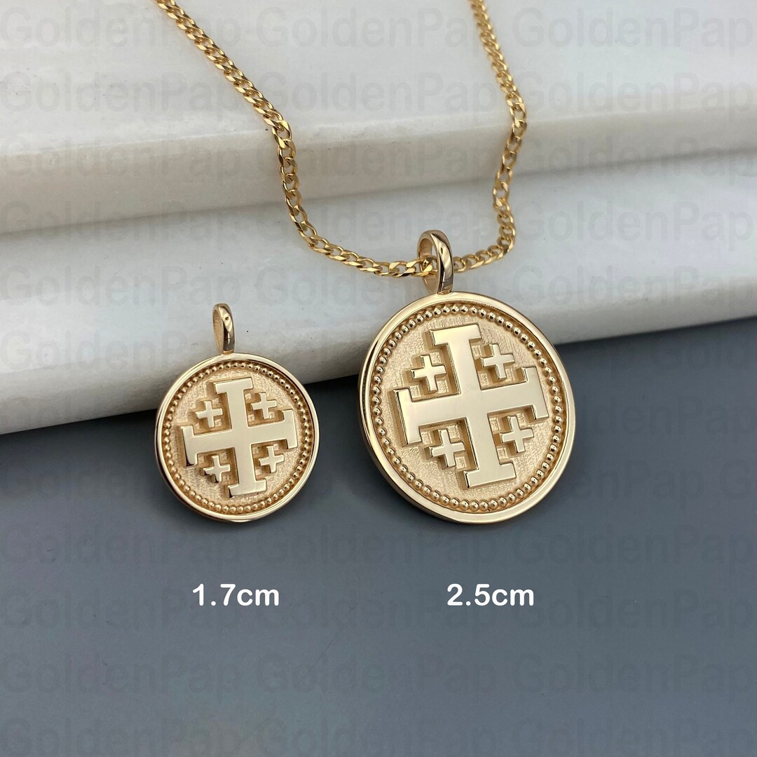 14k Solid Gold Pendant, Jerusalem Pendant, Religious Pendant for Men ...