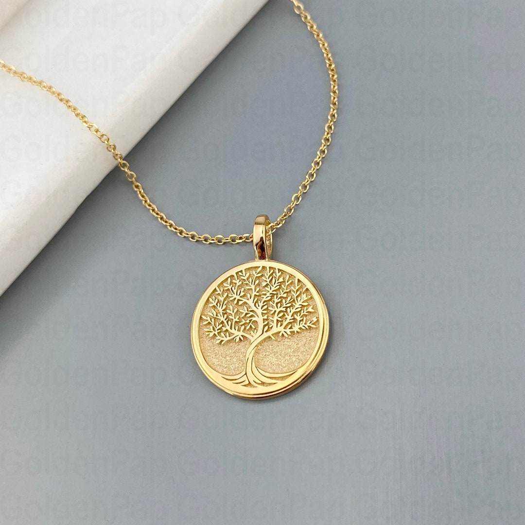 14k Solid Gold Pendant With the Tree of Life, Tree of Life Jewels, Tree ...