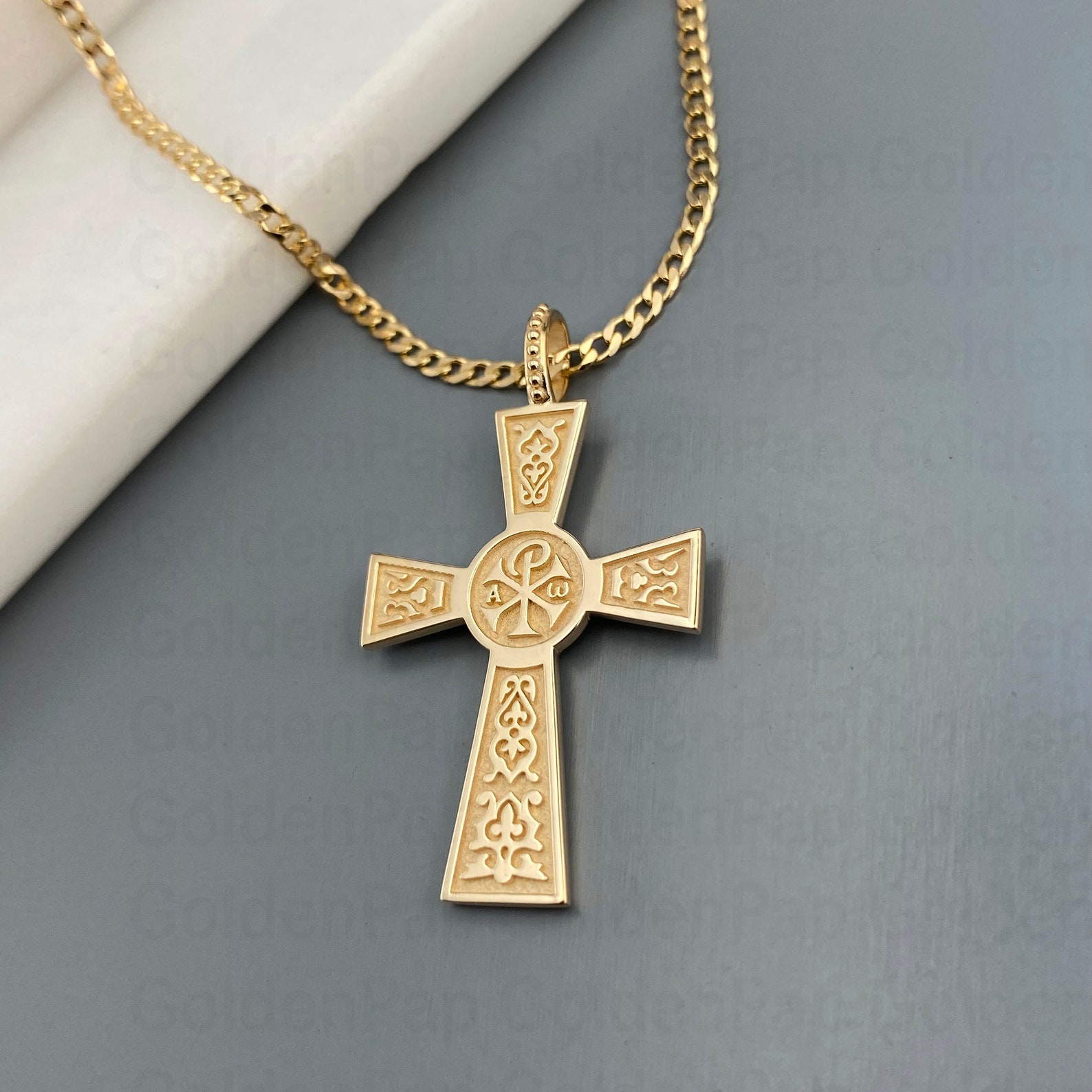 14k Solid Gold Cross, Double Sided Cross for Men and Women - Etsy