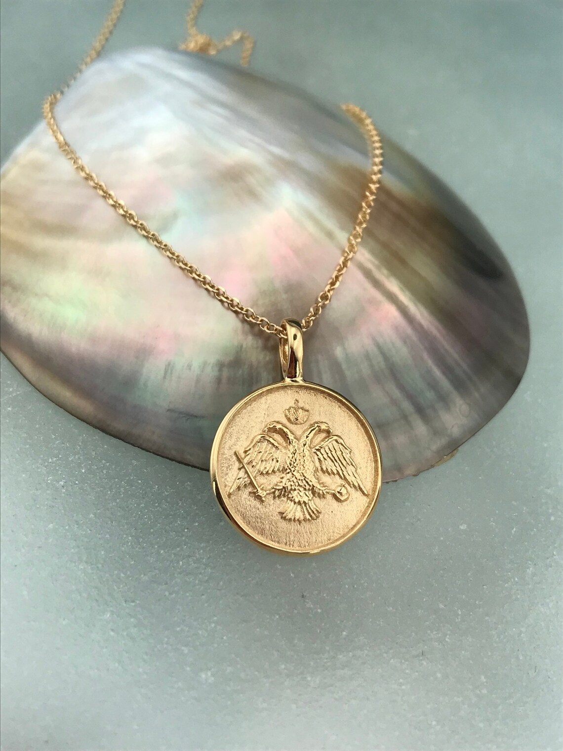 14k Solid Gold Pendant With Eagle Personalized Pendant Foe - Etsy