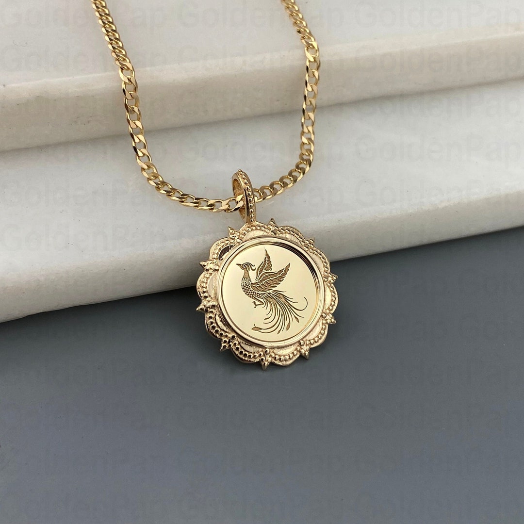 14k Solid Gold Peacock Pendant, Delicate Peacock Bird Charm, Peacock ...