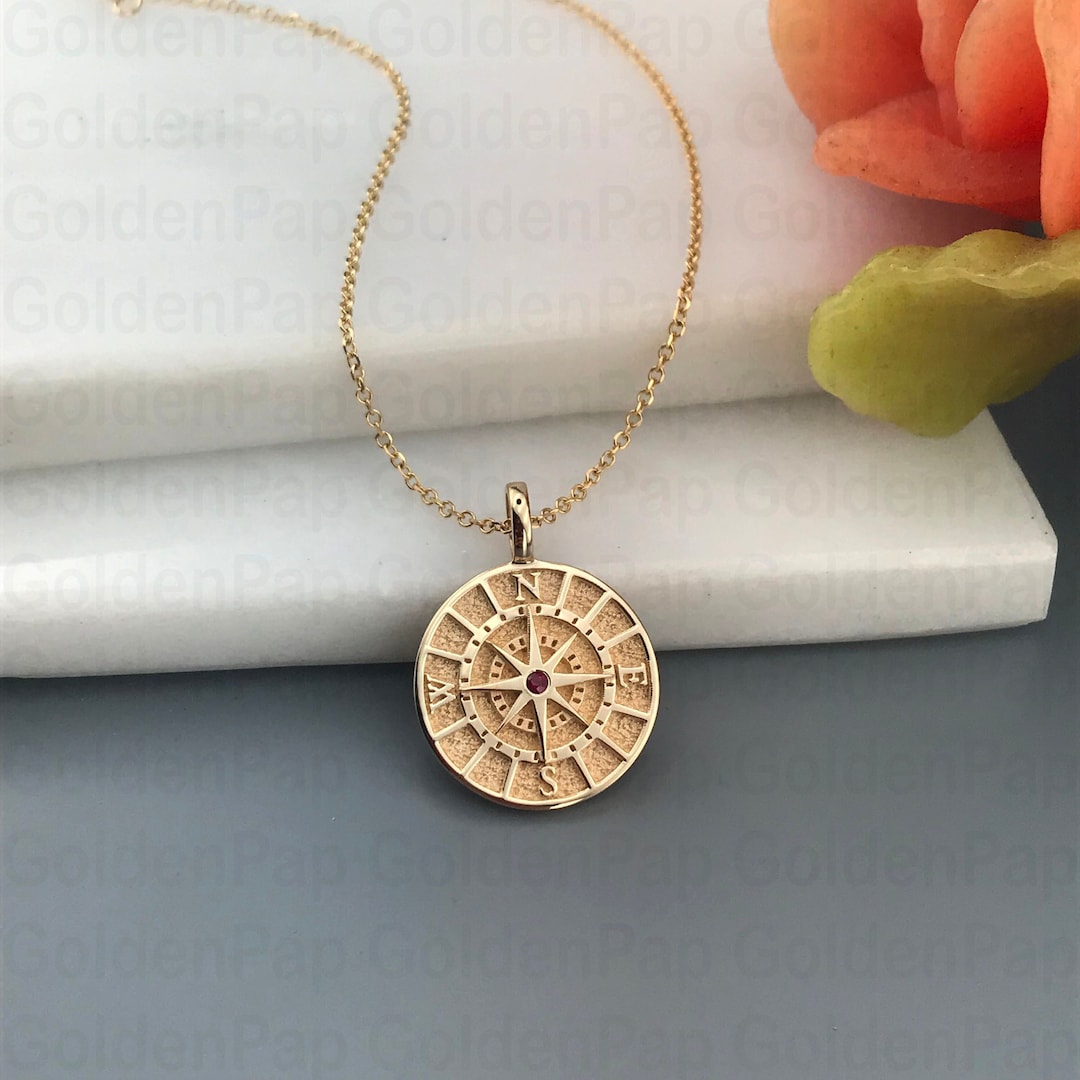 14k Solid Gold Pendant With Natural Ruby, Sapphire or Emerald, Gold ...