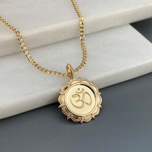 14k Solid Gold Om Necklace, Gold Yoga Necklace, Gold Ohm Necklace ...