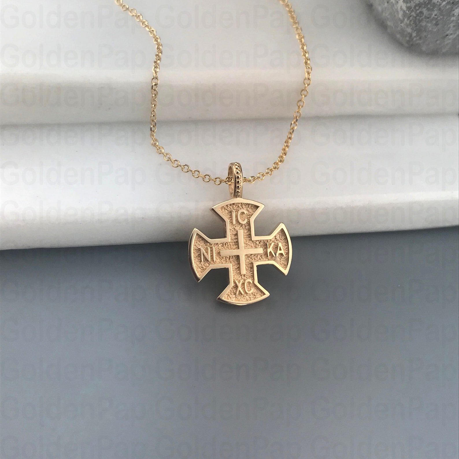 14k Solid Gold Cross Double Sided Gold Cross - Etsy