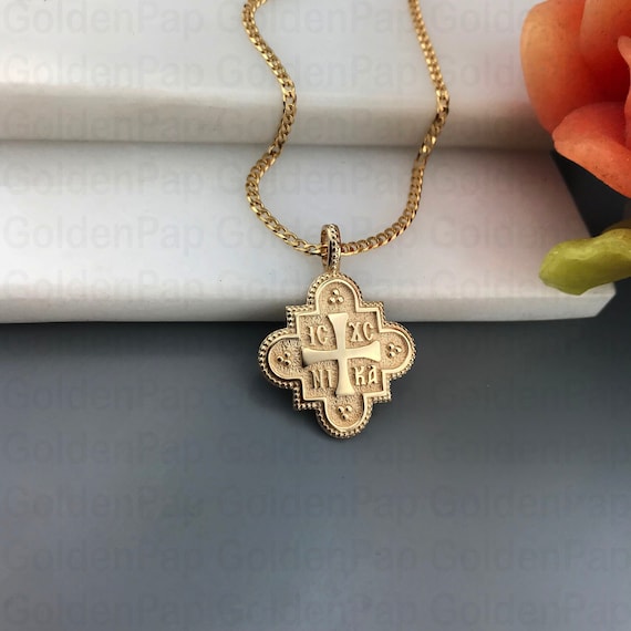 14k Solid Gold Pendant IC XC NIKA - Etsy