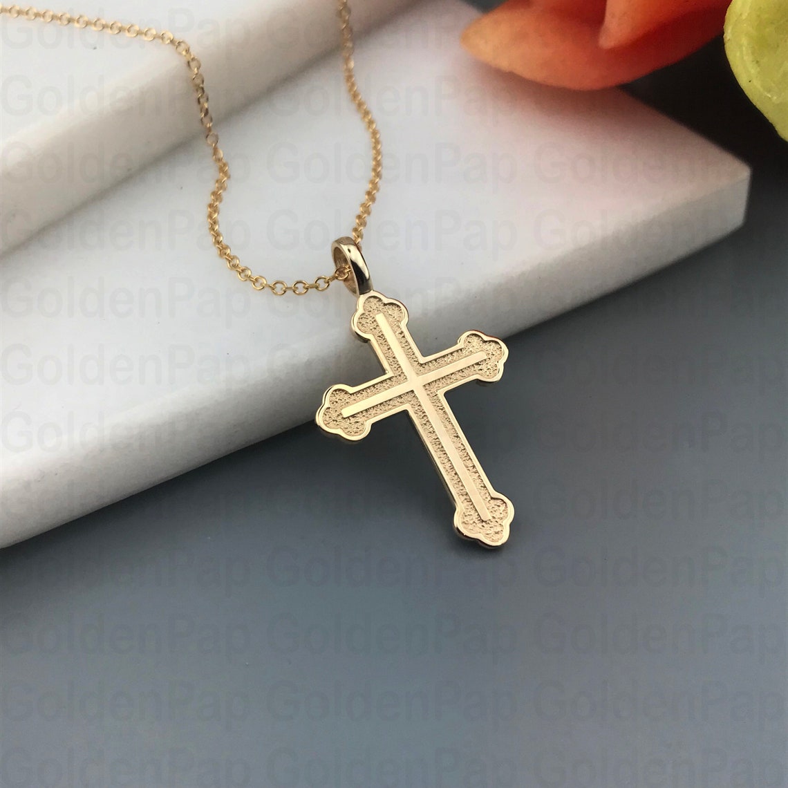 14k Solid Gold Cross With the Crucified Double Sided Cross - Etsy