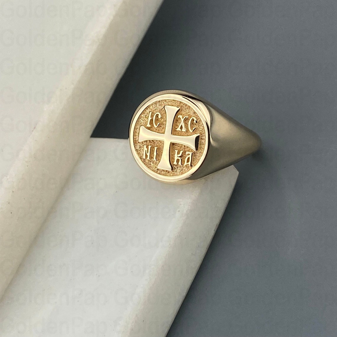 Solid Gold 14k Ring With IC XC NIKA, Religious Ring for Women and Men ...