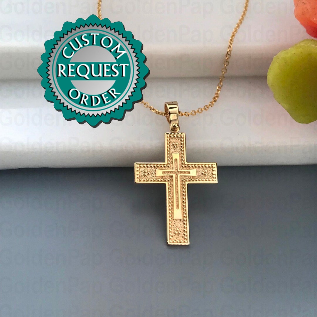 CUSTOM 14k Solid Gold Cross, 1.5 Inch, Cross for Women and Men - Etsy