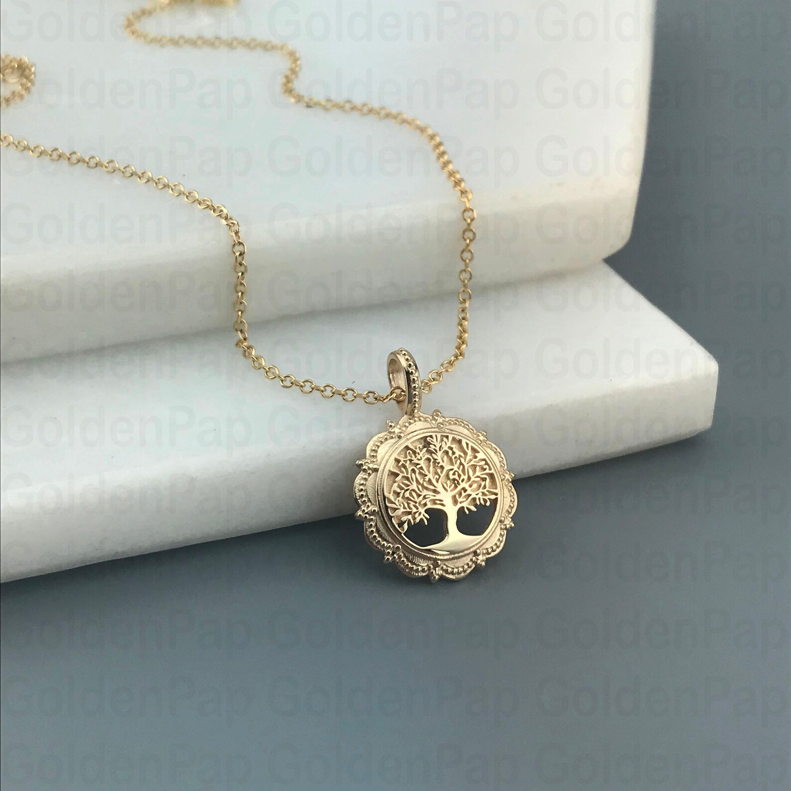 NEW 14K Solid Gold Pendant, Tree of Life Pendant - Etsy