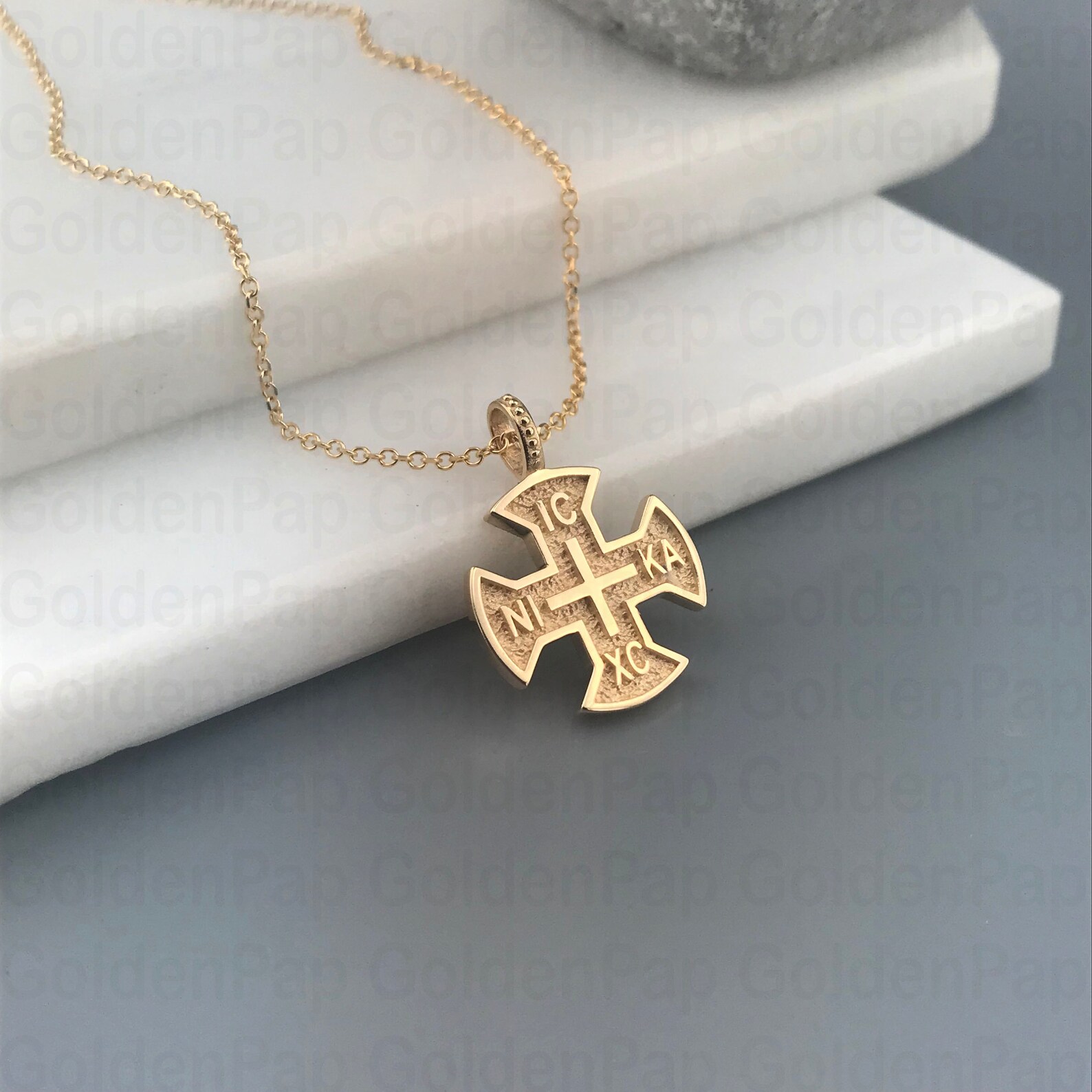 14k Solid Gold Cross Double Sided Gold Cross - Etsy