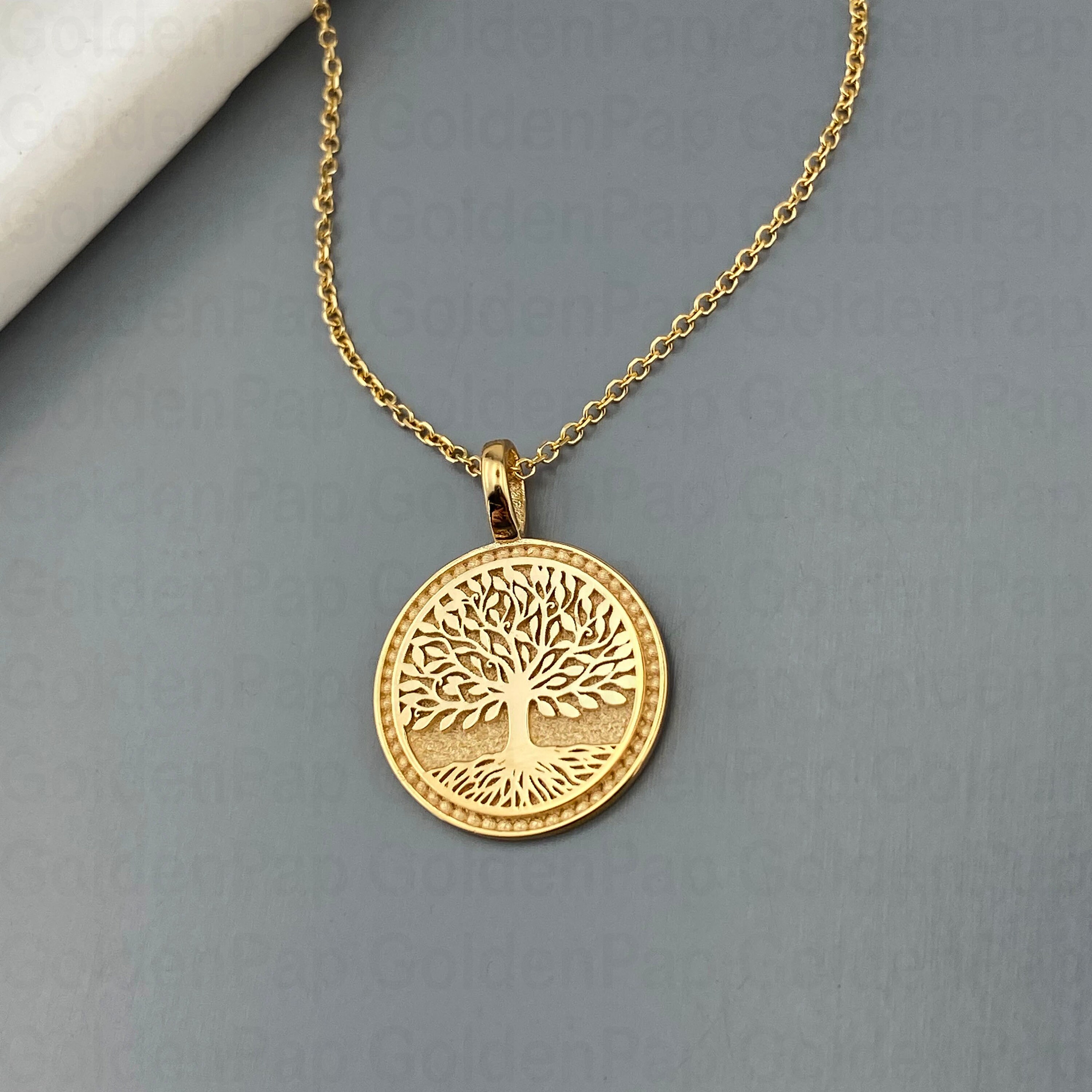 14k Solid Gold Pendant With the Tree of Life Tree of Life - Etsy