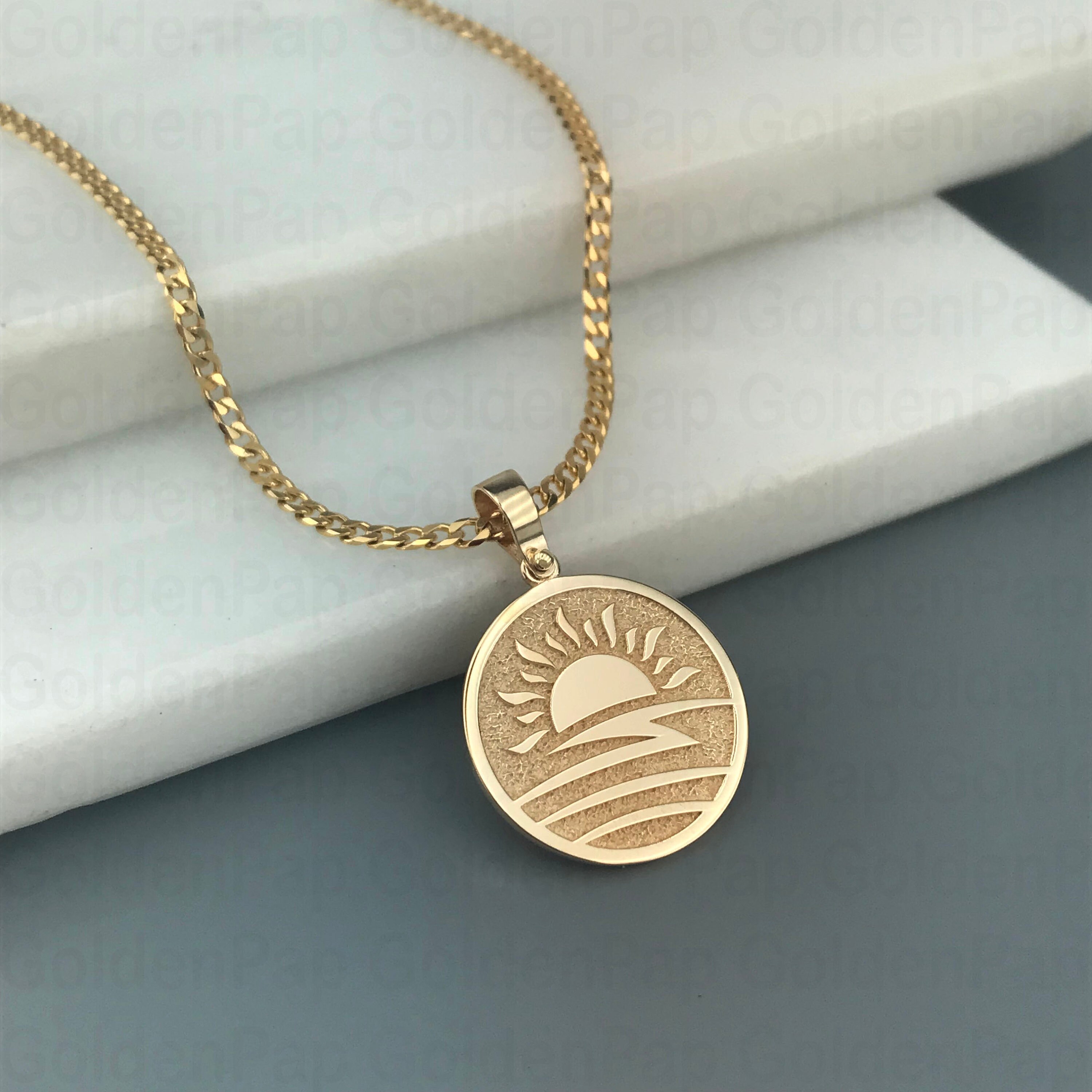14k Solid Gold Pendant With Sun Personalization Pendant - Etsy
