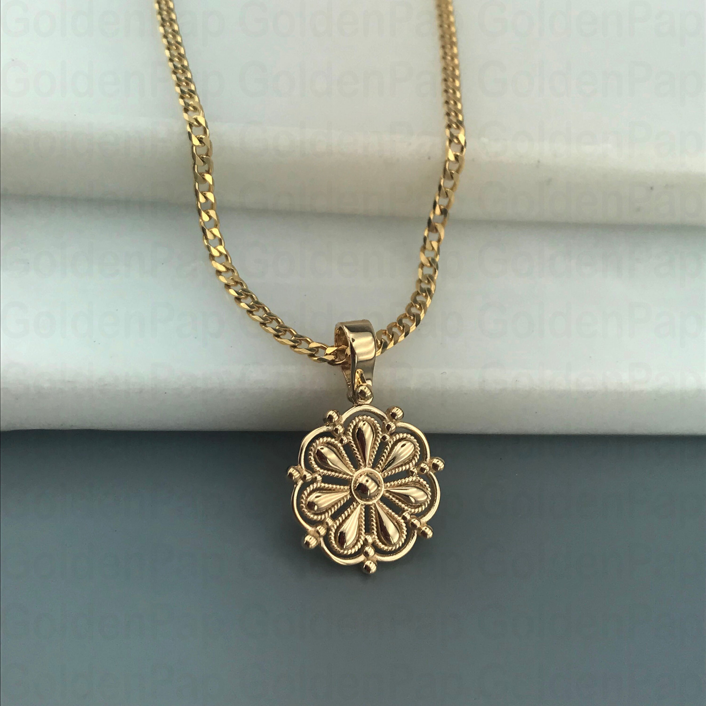 NEW 14k Solid Gold Flower Pendant, Necklace for Women - Etsy