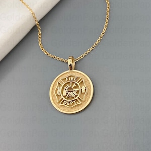 14k Solid Gold Pendant, Pesronalized Pendant, Pendant for Firefighter ...