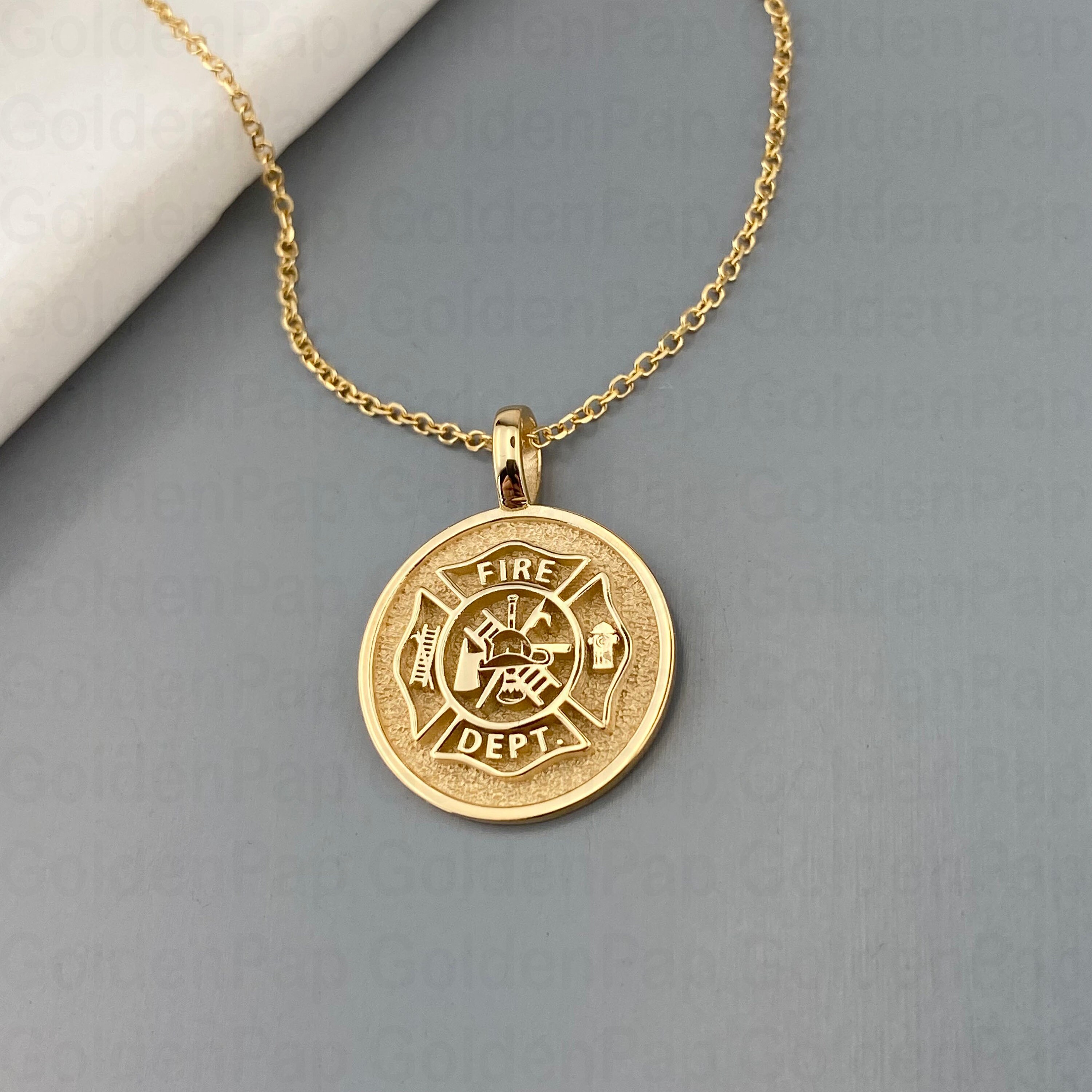 14k Solid Gold Pendant, Pesronalized Pendant, Pendant for Firefighter ...