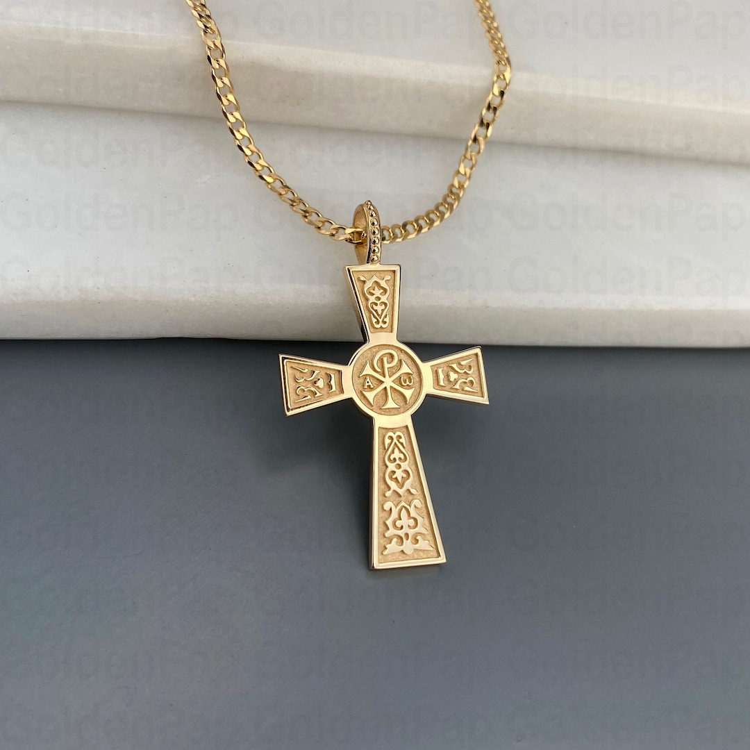 14k Solid Gold Cross, Double Sided Cross for Men and Women - Etsy