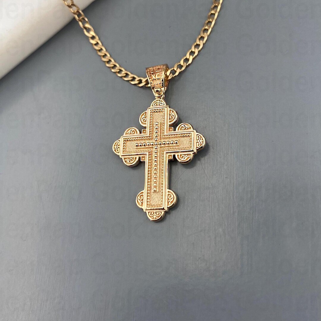 14k / 9k Solid Gold Cross, Double Sided Cross - Etsy