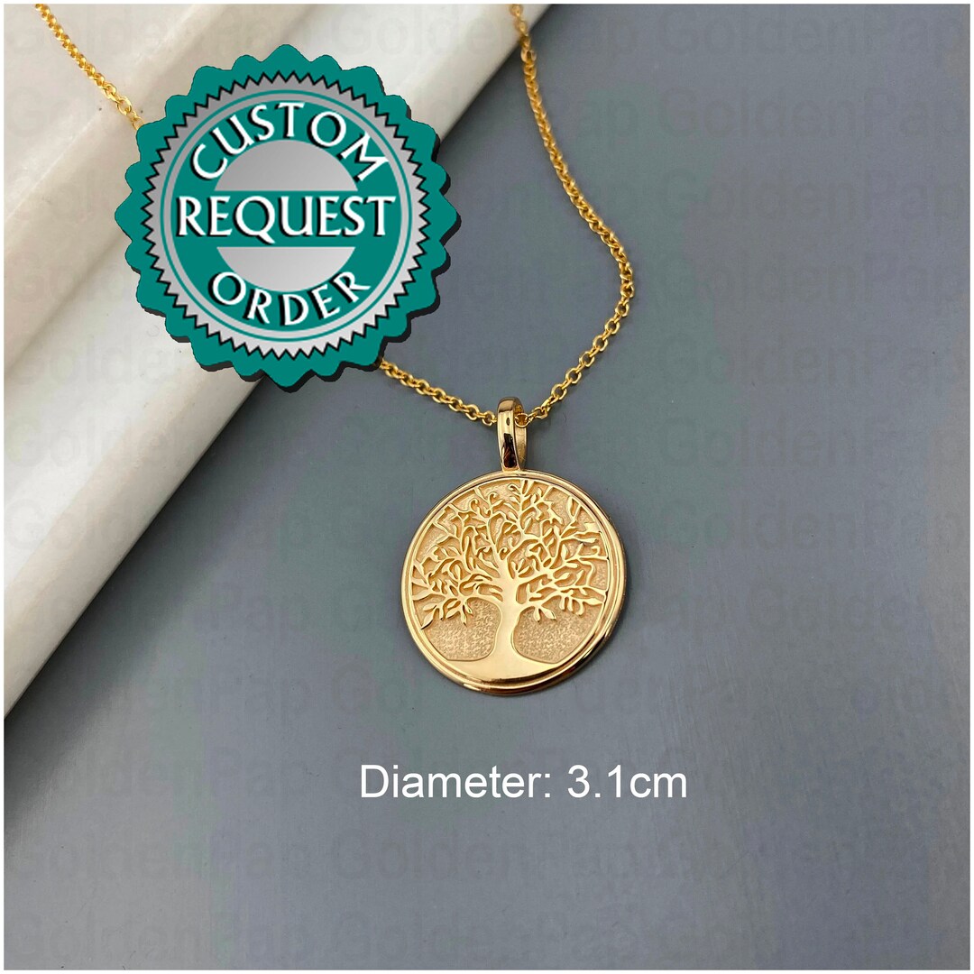 CUSTOM 14K Solid Gold Pendant, Tree of Life Pendant - Etsy
