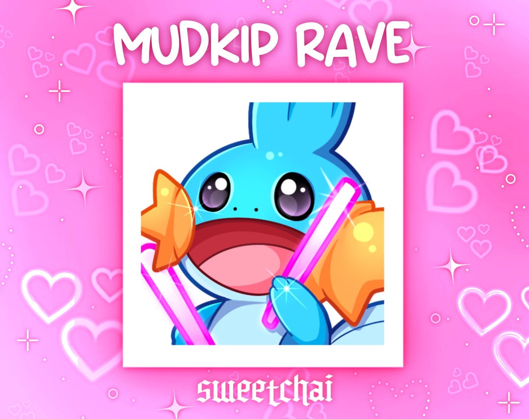 Mudkip Pokemon Rave Party Twitch Emote - Single - Etsy