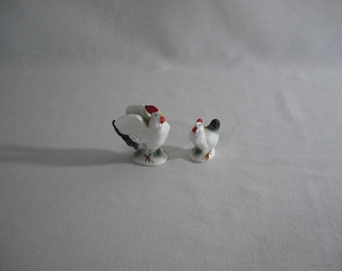 Miniature Rooster and Hen Figurines Bone China - Etsy