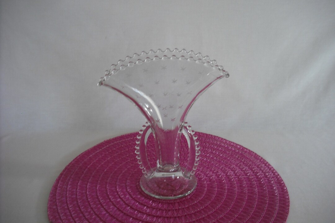 Candlewick Fan Vase Imperial Clear Glass Vintage - Etsy