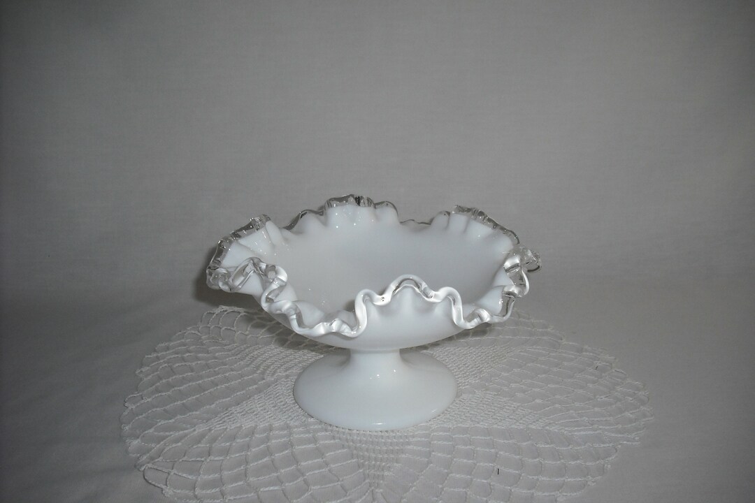Milk Glass Fenton Candy Dish Silver Crest Vintage - Etsy