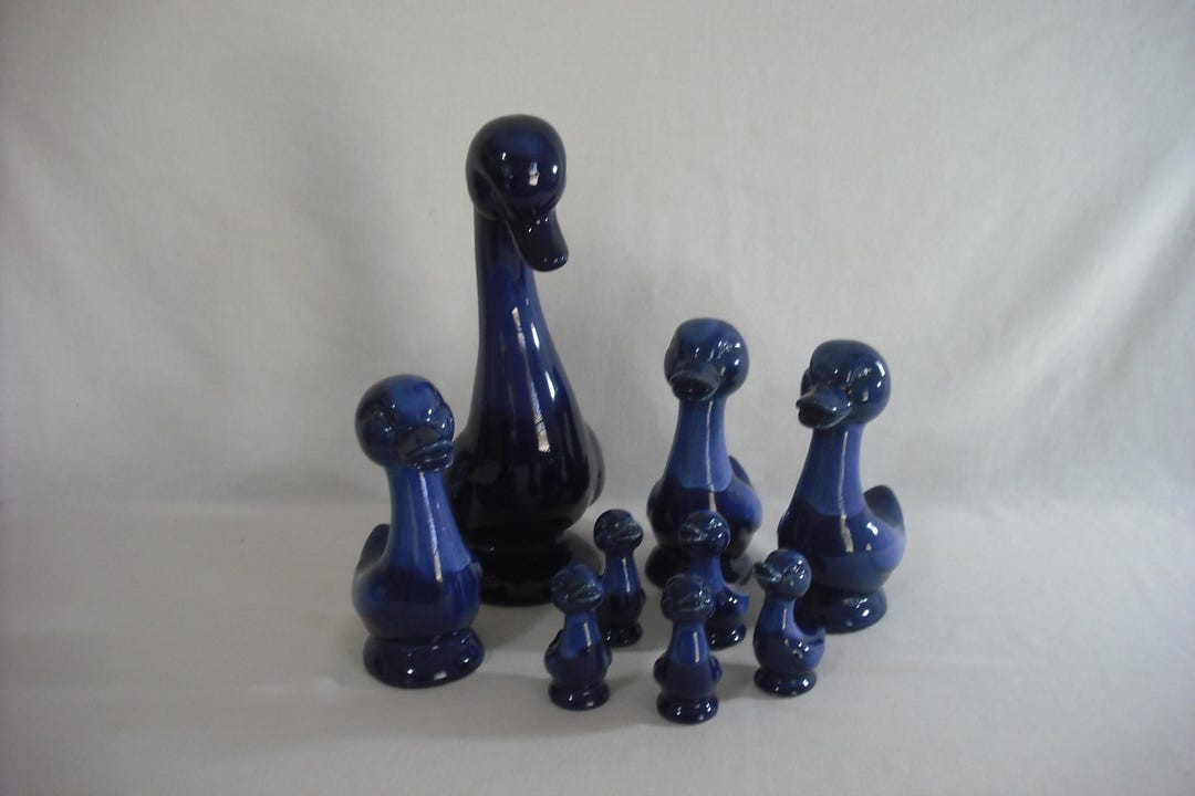 Ceramic Ducks Cobalt Blue Set of 9 Home Décor - Etsy