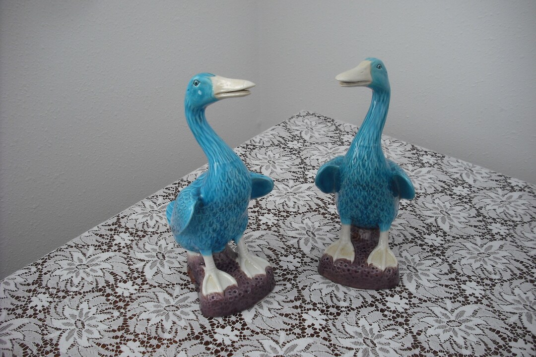Chinese Turquoise Blue Duck Figurines Porcelain Set of 2 Vintage - Etsy