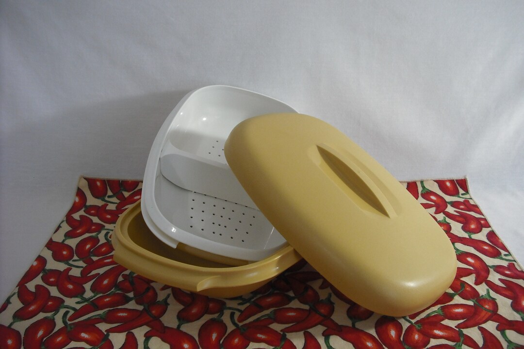 Tupperware Microwave Steamer Harvest Gold 4 Pieces #1273 Vintage From ...