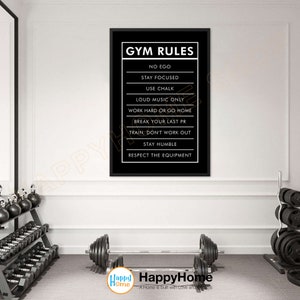 Gym Rules Wall Art Workout Room Decor Gym Poster Fitness Sign Prints ...