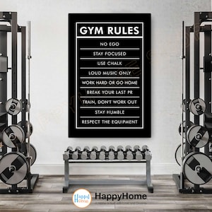 Gym Rules Wall Art Workout Room Decor Gym Poster Fitness Sign Prints ...