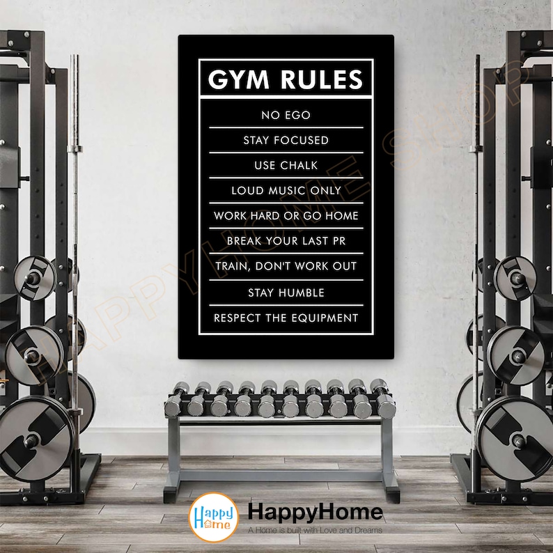 Gym Rules Wall Art Workout Room Decor Gym Poster Fitness Sign - Etsy