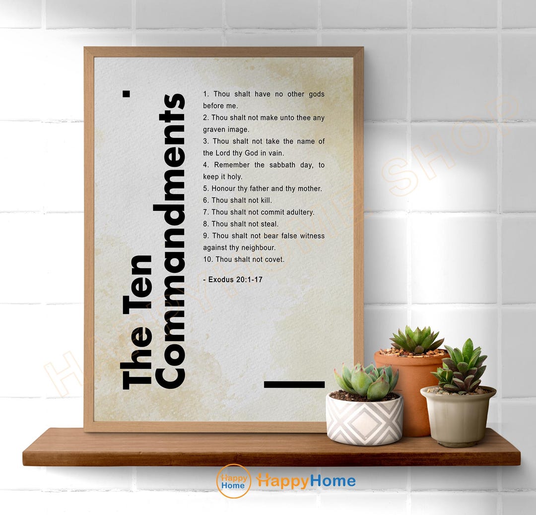 The Ten Commandments Bible Verse Wall Art Exodus 20:1-17 Scripture Sign ...