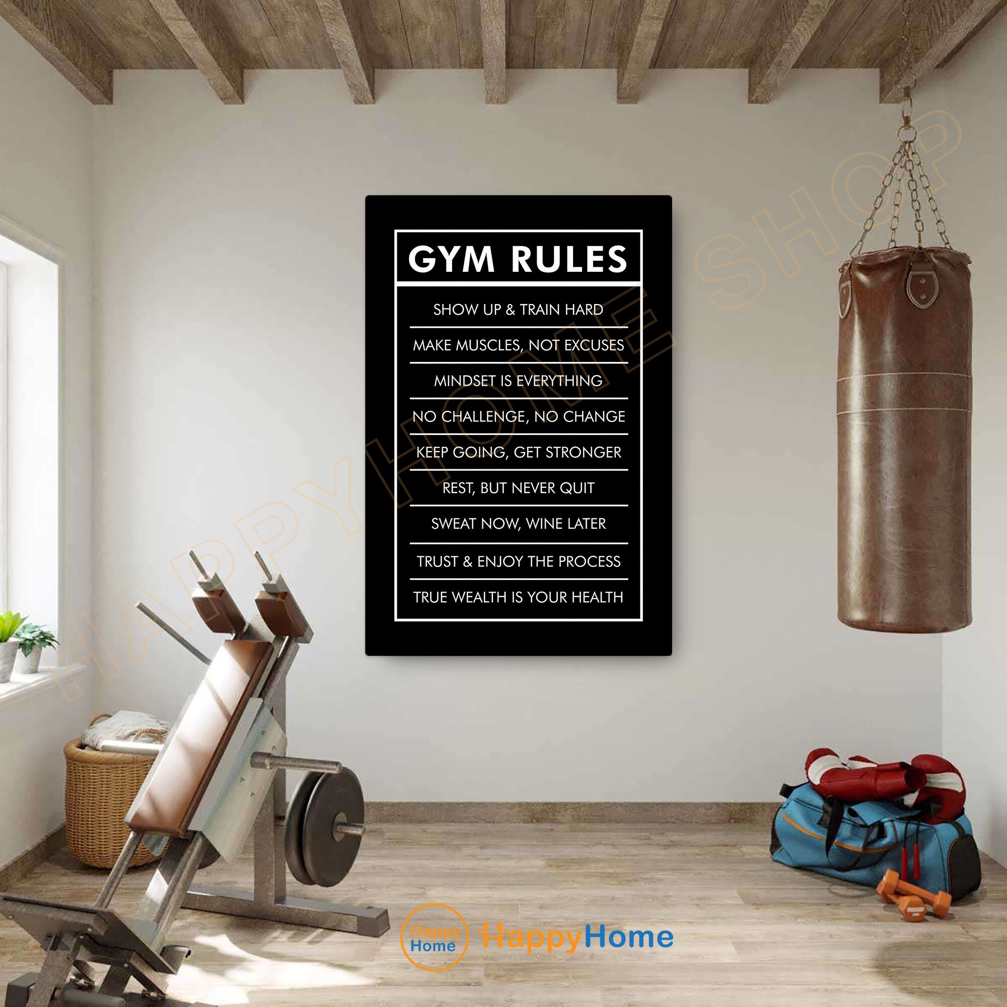 Gym Rules Wall Art Workout Room Decor Gym Sign Fitness Prints Art Gym ...