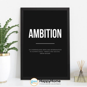 Ambition Definition Poster Motivational Wall Art | Inspirational Wall ...