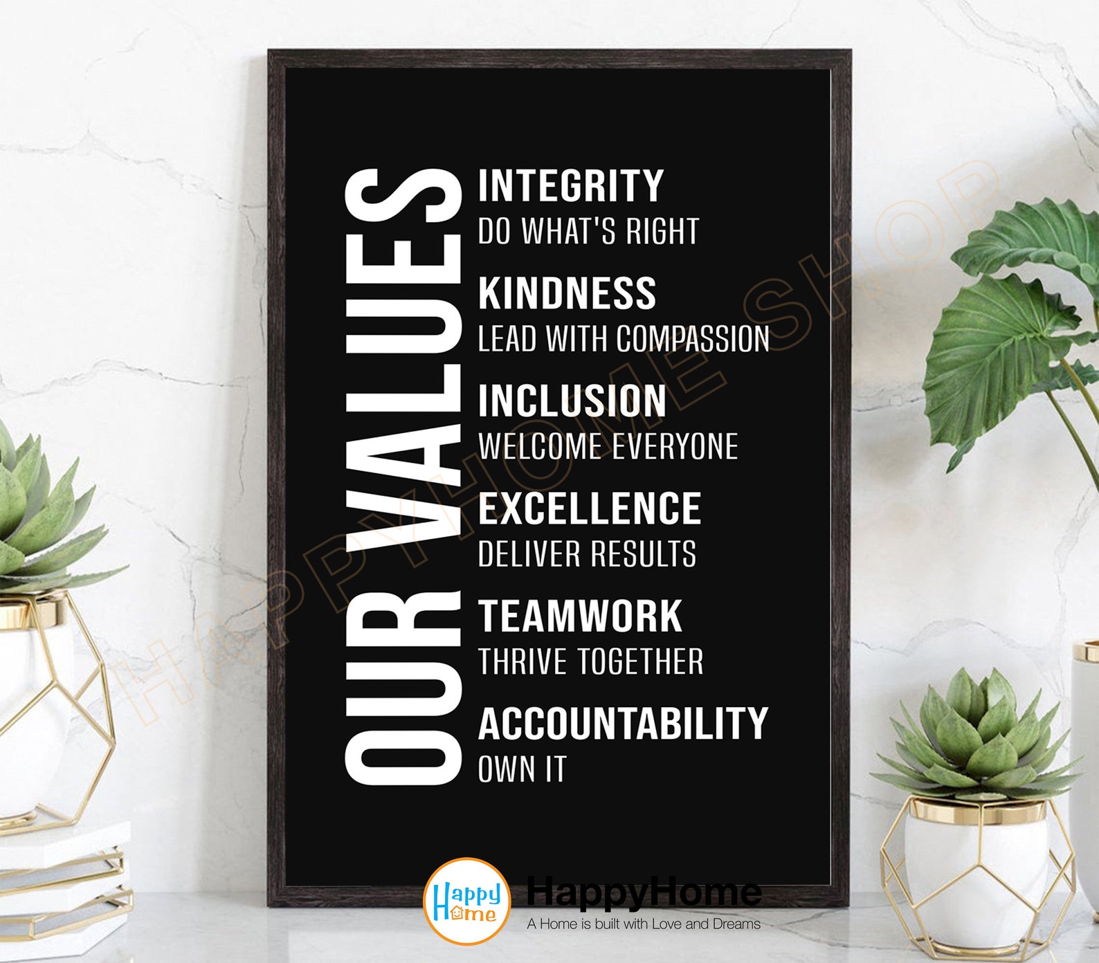 Personalized Our Values Wall Art Business Core Values Entrepreneur Sign Office Decor -P660 - Etsy
