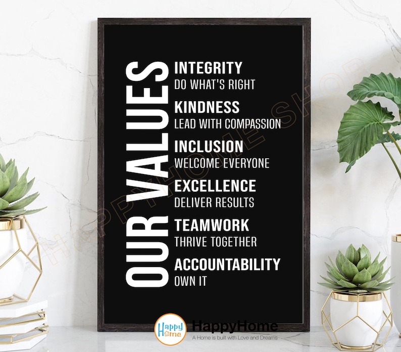 Our Values Wall Art Business Core Values Office Decor - Etsy