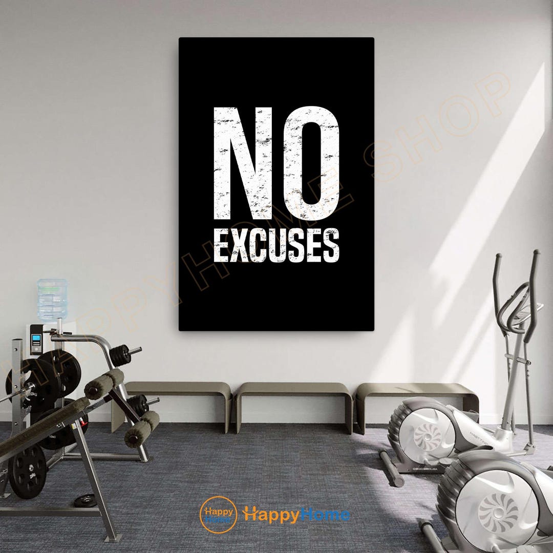 No Excuses Wall Art Gym Poster Fitness Sign Art Gym Room Decor ...