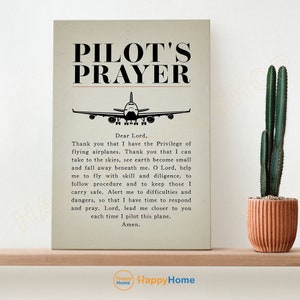 Pilot's Prayer Wall Art Aviation Prints Airplanes Quote Canvas Wall ...