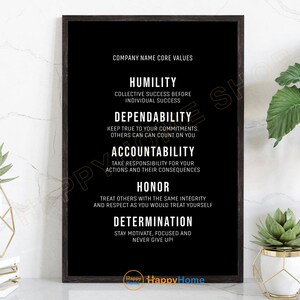 Personalized Company Core Values Wall Art Business Core Values Decor ...