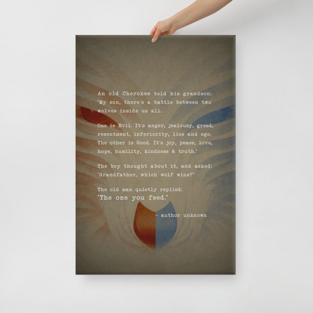 Wolf Poster Motivational Inspiration Quotes Poster Two Wolves Inside Us ...