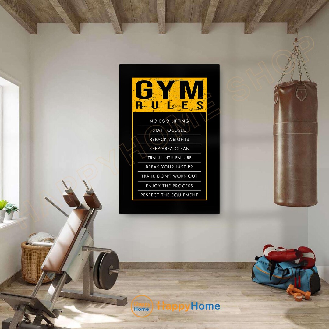 Gym Rules Wall Art Workout Room Decor Gym Sign Fitness Prints Art Gym ...