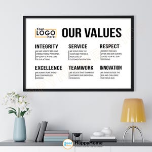 Personalized Company Core Values Wall Art Business Core Values Decor ...