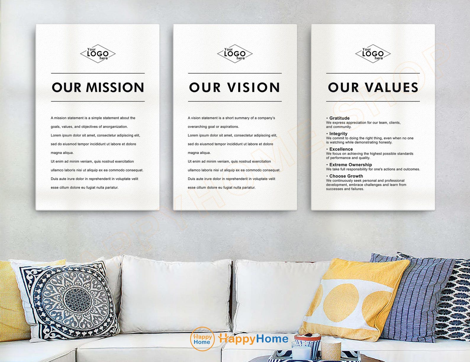 Personalized Business Statement Wall Art Our Vision Our Mission Our ...