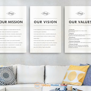 Personalized Business Statement Wall Art Our Vision Our Mission Our ...