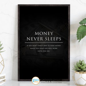 Money Never Sleeps Wall Art Warren Buffett Quote Lesson Wolf of Wall ...