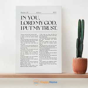 Psalm 25 NIV Bible Verse Wall Art in You I Put My Trust Scripture Quote ...